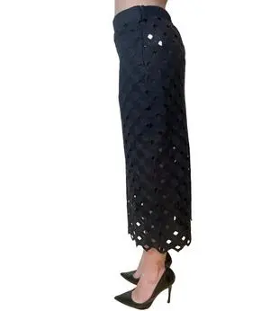 Max Mara Broderie Midi Skirt - Black