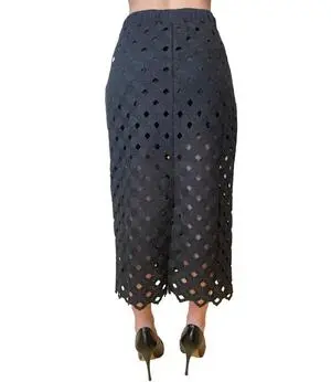 Max Mara Broderie Midi Skirt - Black