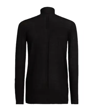 Rick Owens Level Turtleneck Wool Knit Top - Black
