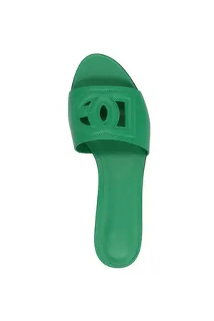 Dolce & Gabbana Dg Embossed Cut-out Slides - Green