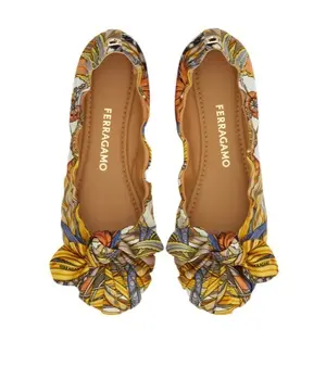 FERRAGAMO Embellished Bow Ballet Flats - Multicolor