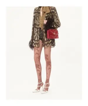 Valentino Garavani Djuna Medium Chain Bag In Suede And Nappa With Chevron Pattern