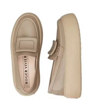 ROGER VIVIER Viv' Up Loafers In Leather - Grey