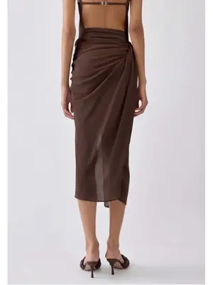 Jacquemus Draped Asymmetric Hem Skirt - Brown
