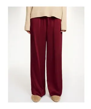 BY MALENE BIRGER Cabello Wide Leg Satin Trousers - Cabernet
