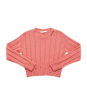 Marni Viscose Blend Knit Sweater With Embroidered Logo