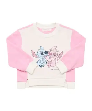 Monnalisa Stitch Print Cotton Blend Sweatshirt - White