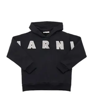 Marni Hooded Cotton Sweatshirt With Logo - Black