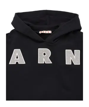 Marni Hooded Cotton Sweatshirt With Logo - Black