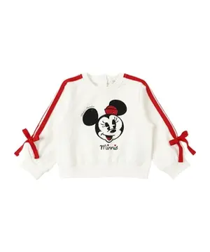 Monnalisa Minnie Print Cotton Blend Sweatshirt - White