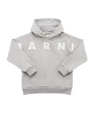 Marni Logo Hooded Cotton Sweatshirt - Gray