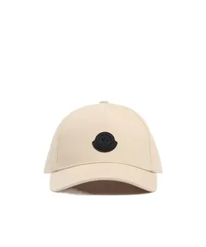 Moncler Cotton Gabardine Baseball Cap With Logo - Nude