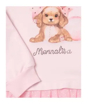 Monnalisa Cotton Blend Sweatshirt With Ruffled Hem