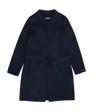 Max Mara Logo Wool Belted Coat - Blue