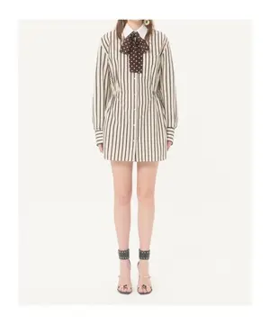 Valentino Garavani Striped Dress With Bow Detail - White