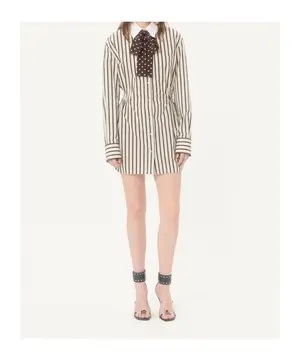 Valentino Garavani Striped Dress With Bow Detail - White