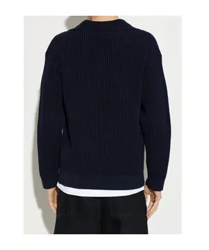 Maison Kitsuné Long Sleeve V-neck Sweater With Fox Head Embroidery