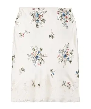 DÔEN DOEN Elowette Silk Satin Floral Print Midi Skirt