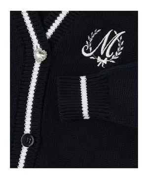 Monnalisa Cotton Knit Cardigan With Embroidered Detail