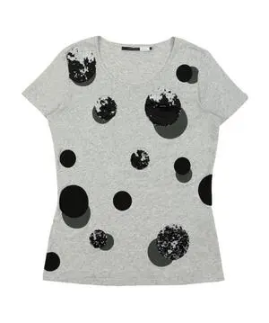 Sportmax Round Neck Short Sleeve T-shirt With Embellished Print - Gray