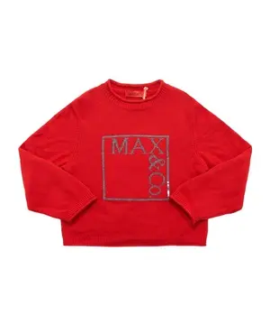 MAXCO. Max&co. Wool Blend Knit Sweater With Front Logo Detail