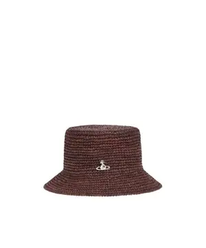 VIVIENNE WESTWOOD Orb Raffia Bucket Hat - Brown