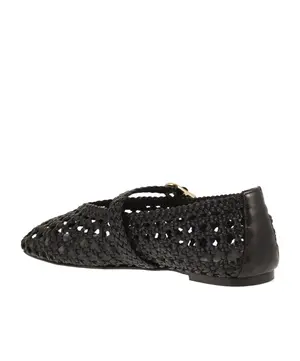 STUART WEITZMAN Woven Nappa Leather Flats With Adjustable Strap