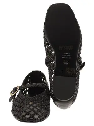 STUART WEITZMAN Woven Nappa Leather Flats With Adjustable Strap