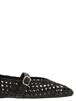 STUART WEITZMAN Woven Nappa Leather Flats With Adjustable Strap