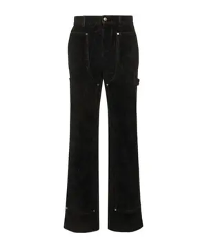 Stella McCartney Velvet Denim Workwear Straight Leg Pants
