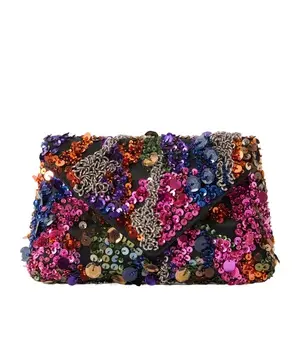 Dries Van Noten Sequined Beaded Clutch - Multi-color