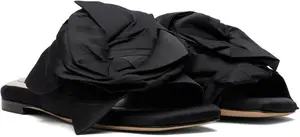 Simone Rocha Floral Appliqué Square Toe Open Toe Slippers