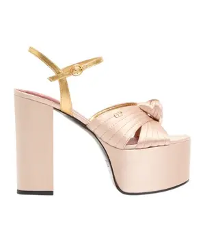 Valentino Garavani Satin Platform Sandals With Knotted Detailing - Nude