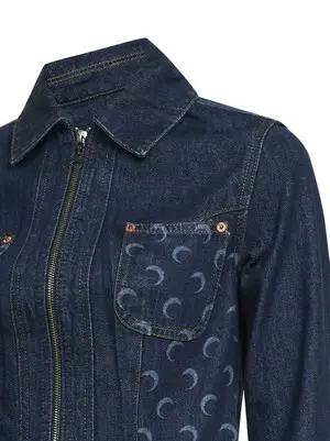 MARINE SERRE Cropped Moon Print Denim Jacket