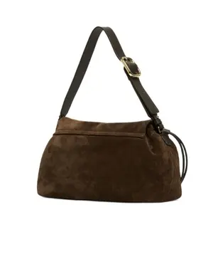 Marella Suede Drawstring Bag - Dark Brown