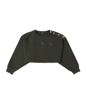 Balmain Cotton Cropped Sweatshirt With Logo Detail