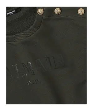 Balmain Cotton Cropped Sweatshirt With Logo Detail