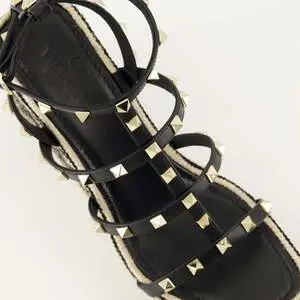 Valentino Garavani Rockstud Striped Espadrille Wedge Sandals - Multicolor