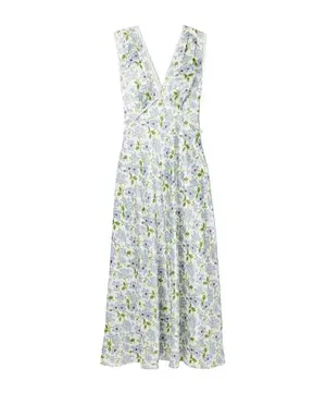 DÔEN Tahlia Lace-trimmed Floral-print Silk-charmeuse Midi Dress - Multi