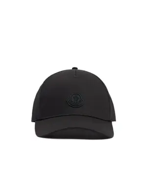 Moncler Logo Cotton Gabardine Baseball Cap - Black