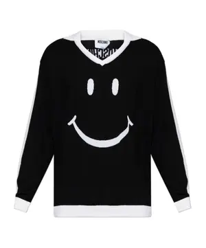 Moschino Smiley Intarsia V-neck Sweater