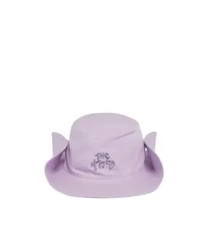 Attico Wide Brim Bucket Hat With Logo Embroidery - Purple