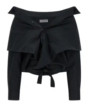 Balenciaga Off-the-shoulder Cropped Cotton Shirt