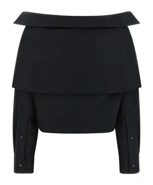 Balenciaga Off-the-shoulder Cropped Cotton Shirt