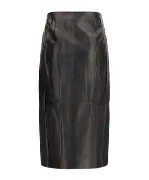 Ermanno Scervino Crinkled Midi Leather Skirt