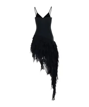 Blumarine Ruffled Asymmetric V-neck Long Dress