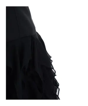 Blumarine Ruffled Asymmetric V-neck Long Dress