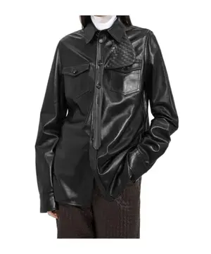 Bottega Veneta Semi Shiny Leather Shirt - Double Black