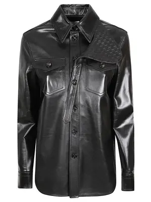 Bottega Veneta Semi Shiny Leather Shirt - Double Black