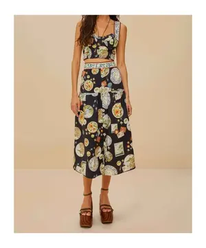 Farm Rio Sleeveless Printed Cropped Top - Nude